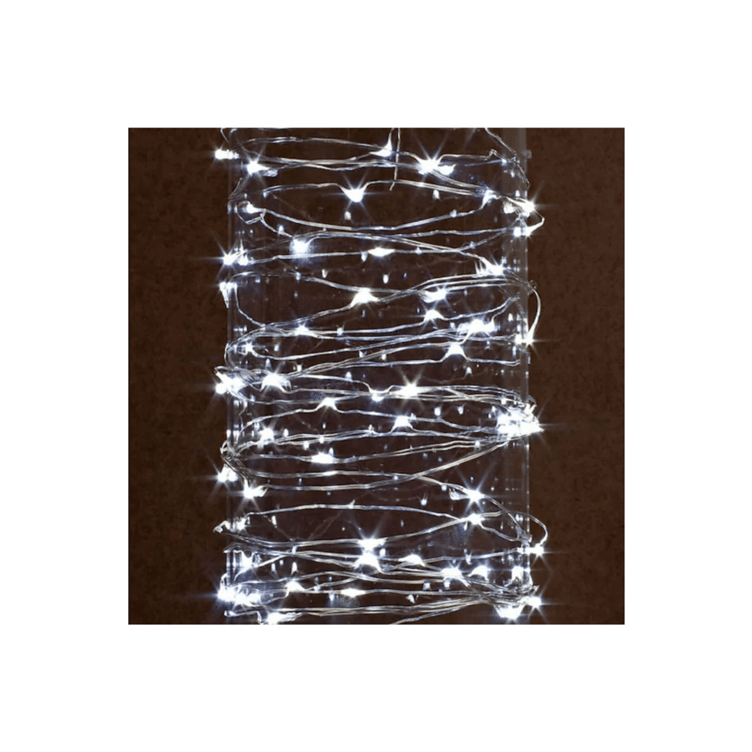 100Led Χριστουγεννιάτικα Λαμπάκια Copper Λευκό Φως Καλώδιο Σύρμα 10m E ...